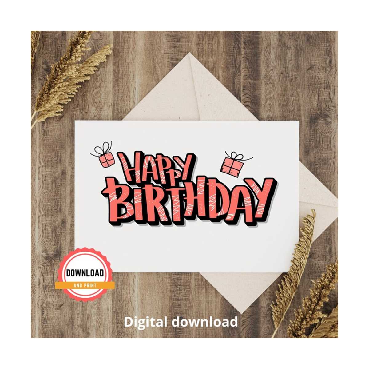 Orange HAPPY BIRTHDAY card, Printable cards, Calligraphy car - Inspire ...