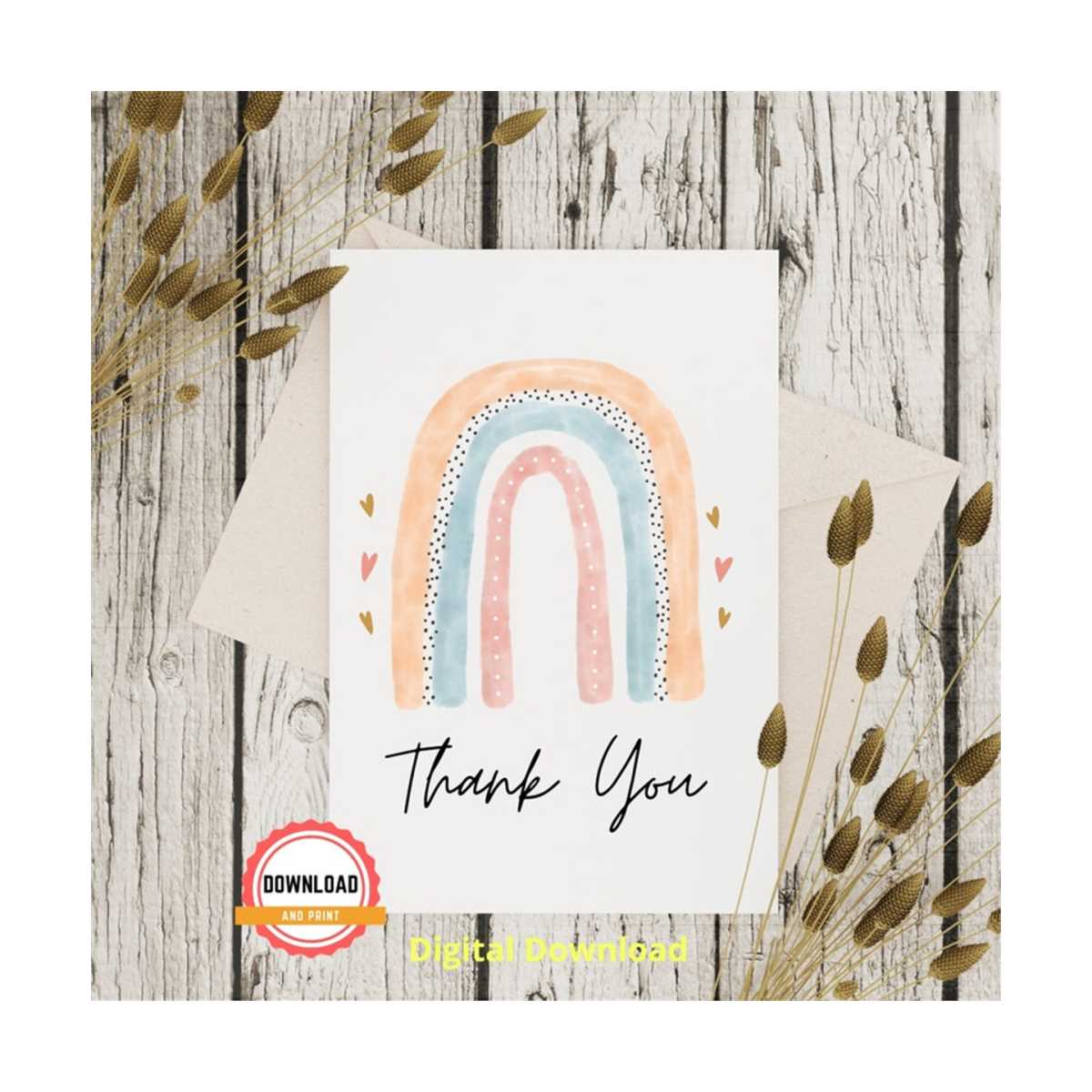 Printable Thank You Card – Rainbow Thankyou Note Cards – App | Inspire ...