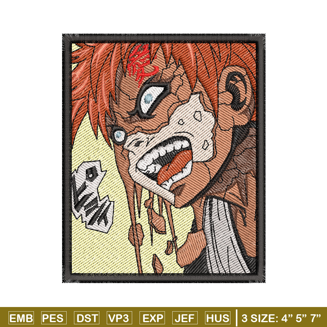 Gaara rectangle embroidery design, Naruto embroidery, Anime | Inspire ...