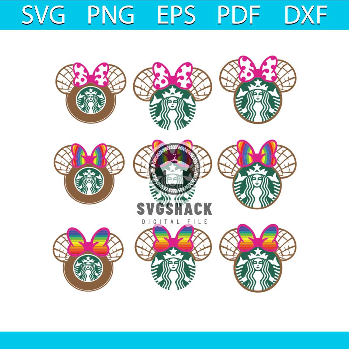 Styles Mexican Concha Minnie Ears Starbucks Bundle Svg, Bran - Inspire ...