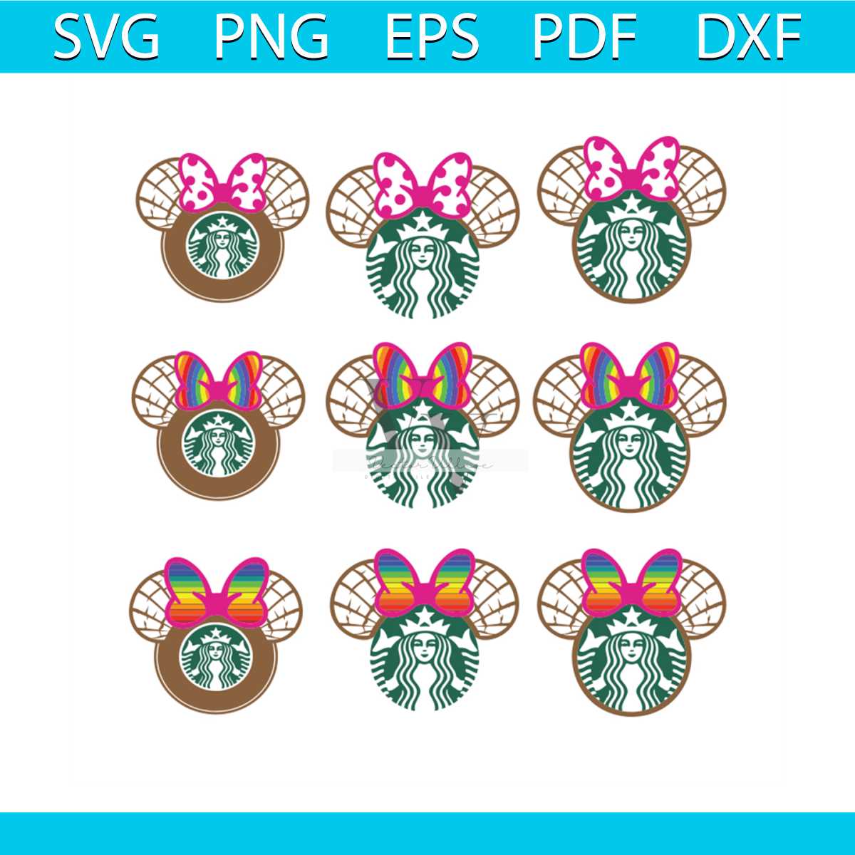 Styles Mexican Concha Minnie Ears Starbucks Bundle Svg, Bran | Inspire ...