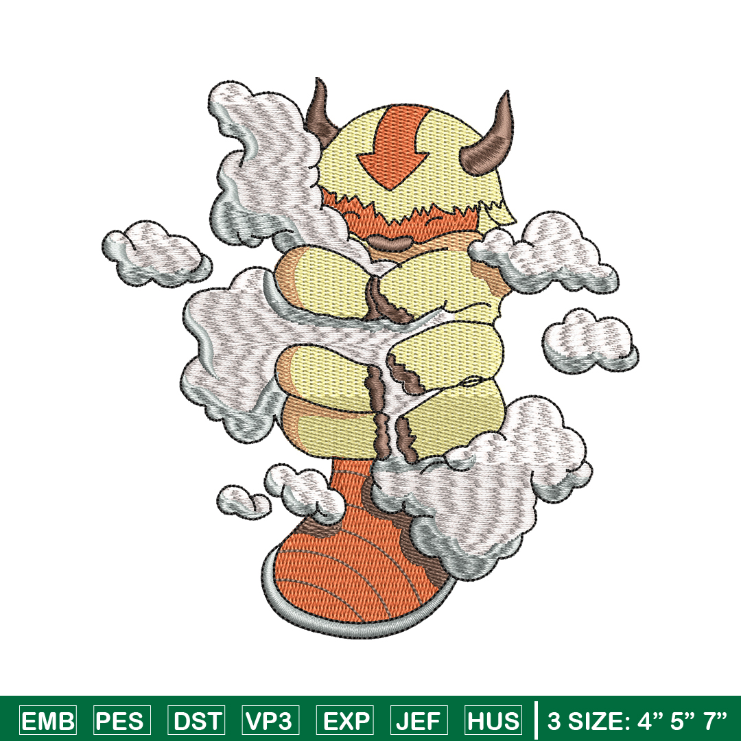Appa With Clouds embroidery design, Avatar cartoon embroider | Inspire ...
