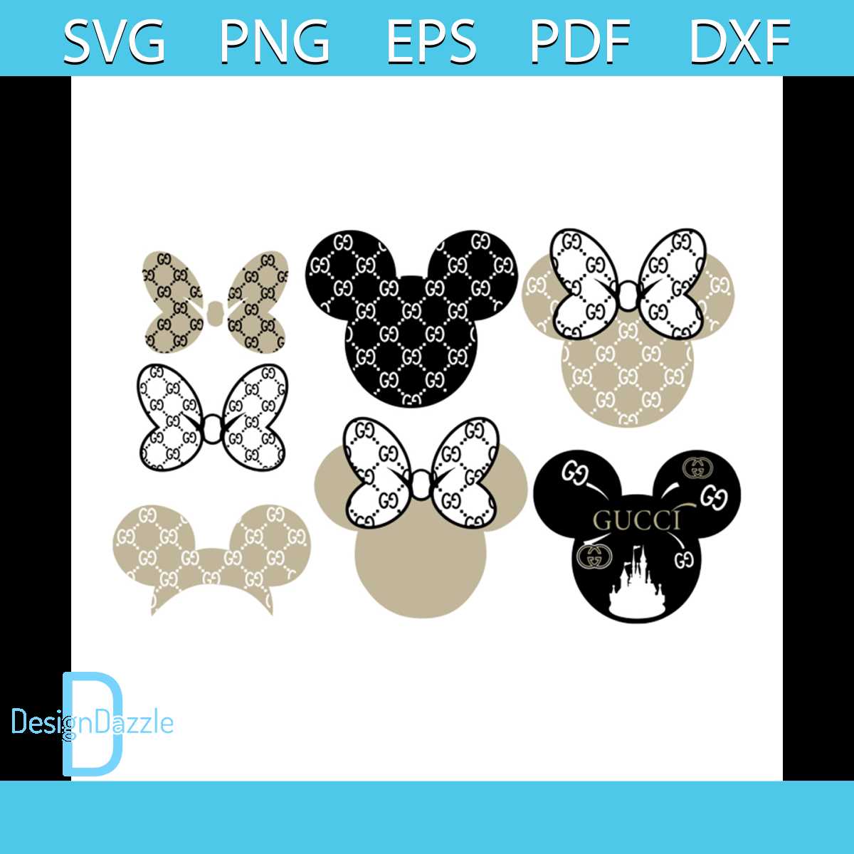 Gucci Mickey Minnie Mouse Head Bundle Svg, Brand Svg, Gucci | Inspire ...