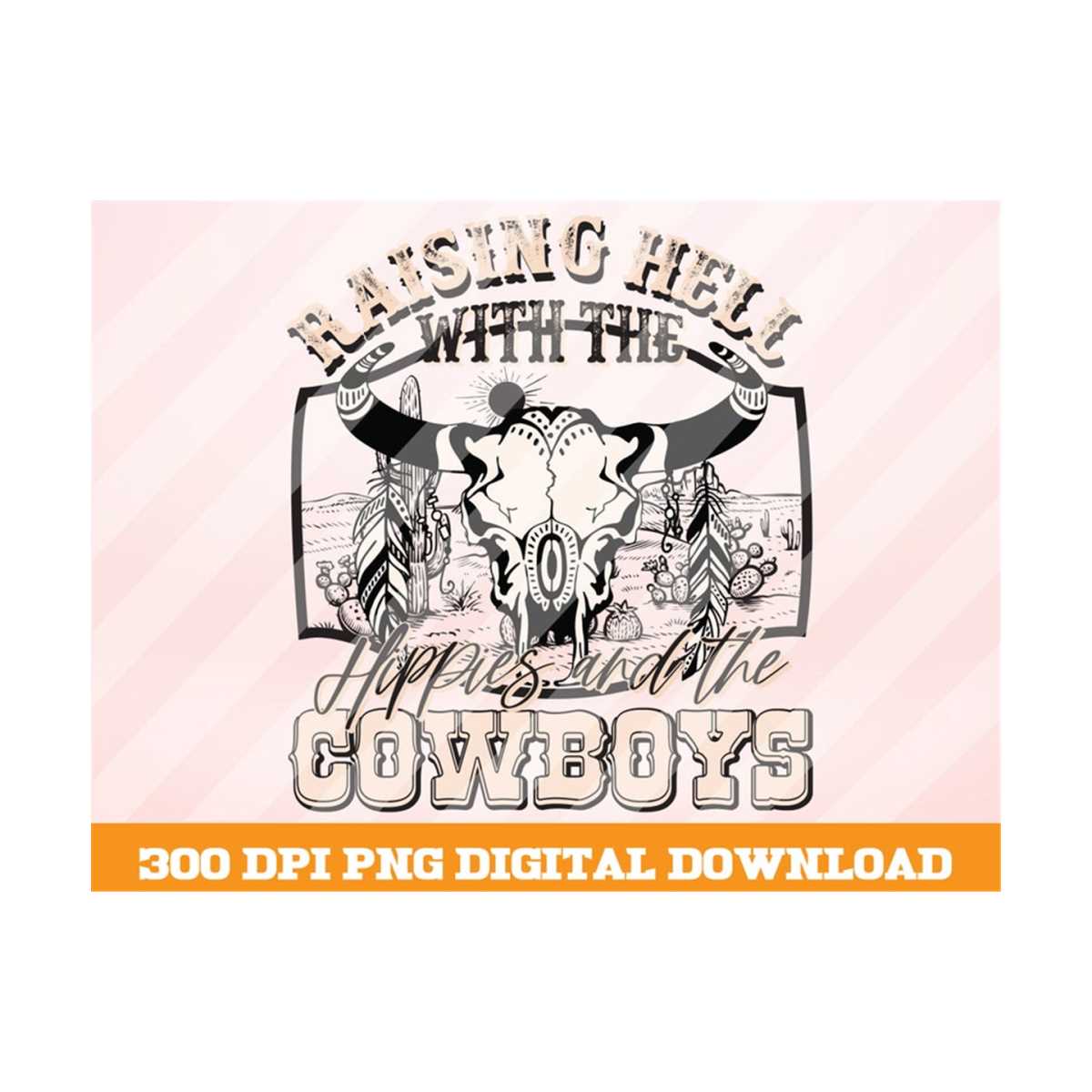 Raising Hell With The Hippie PNG, Retro Cow Skull PNG, Deser - Inspire ...