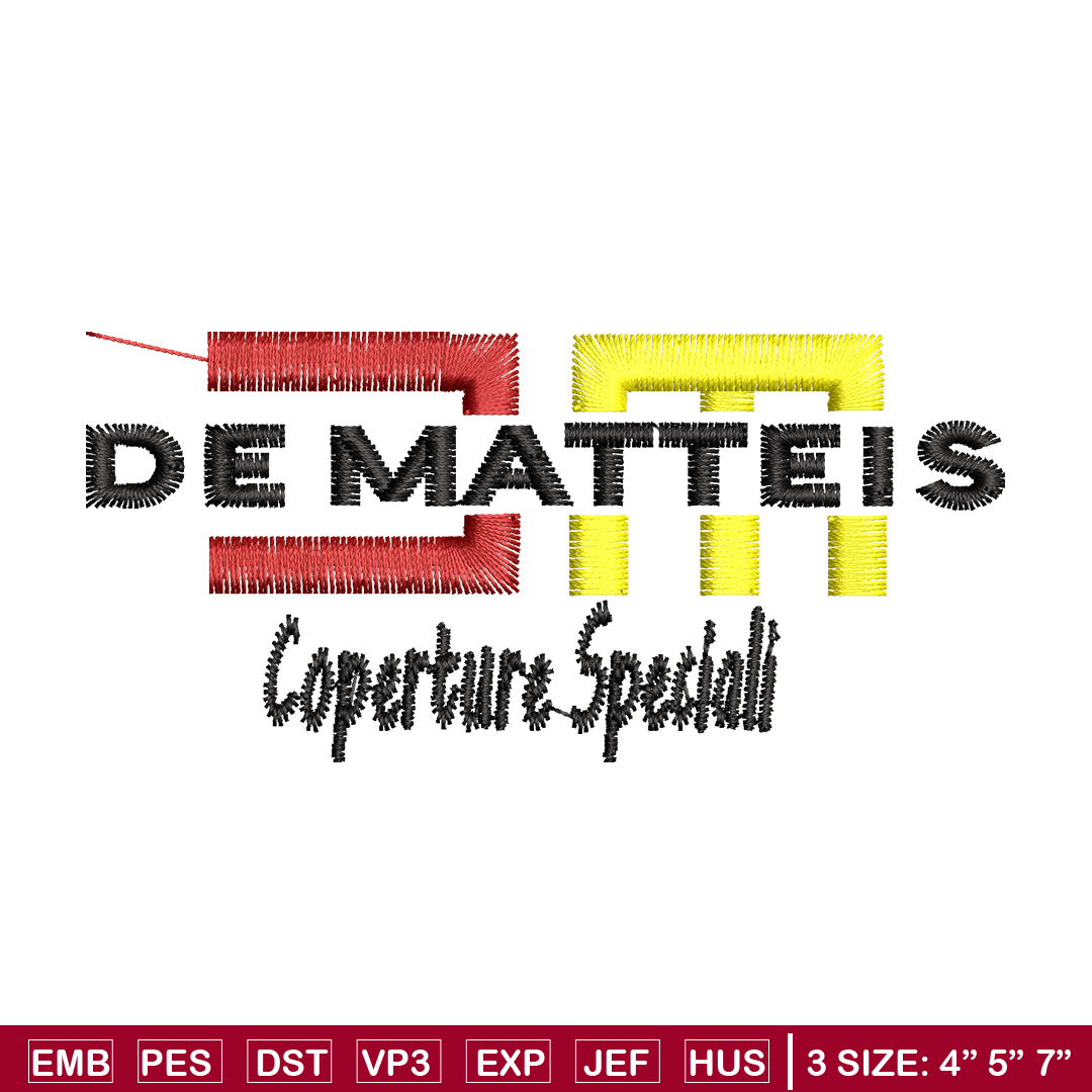 Dematteis logo embroidery design, Dematteis logo embroidery, | Inspire ...
