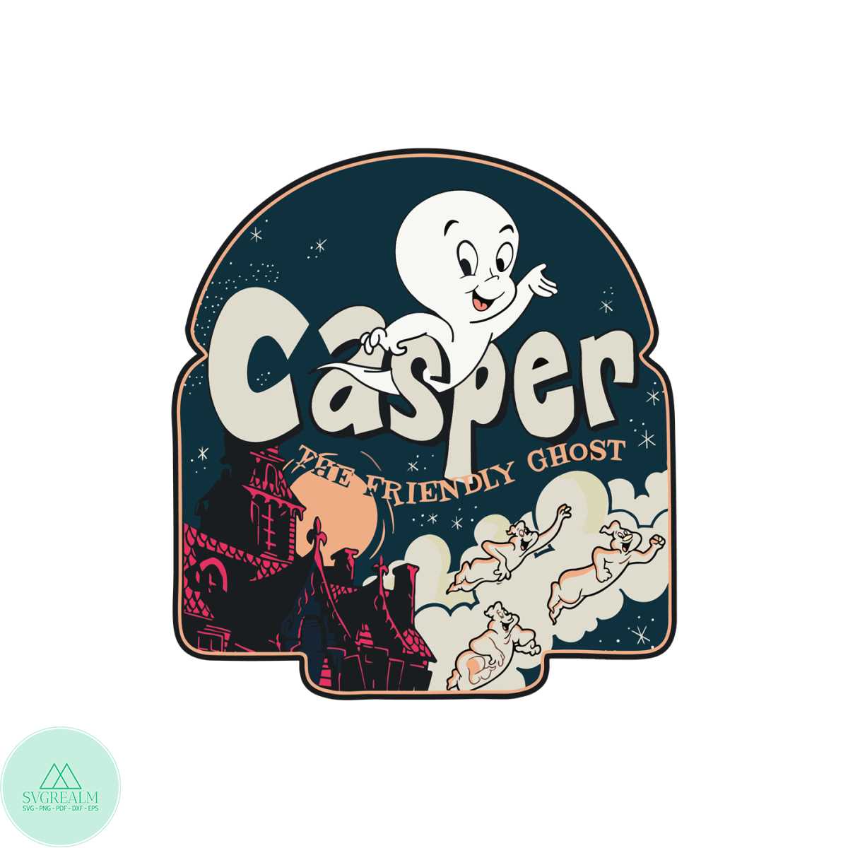 Retro Casper The Friendly Ghost Halloween SVG Cutting File | Inspire Uplift