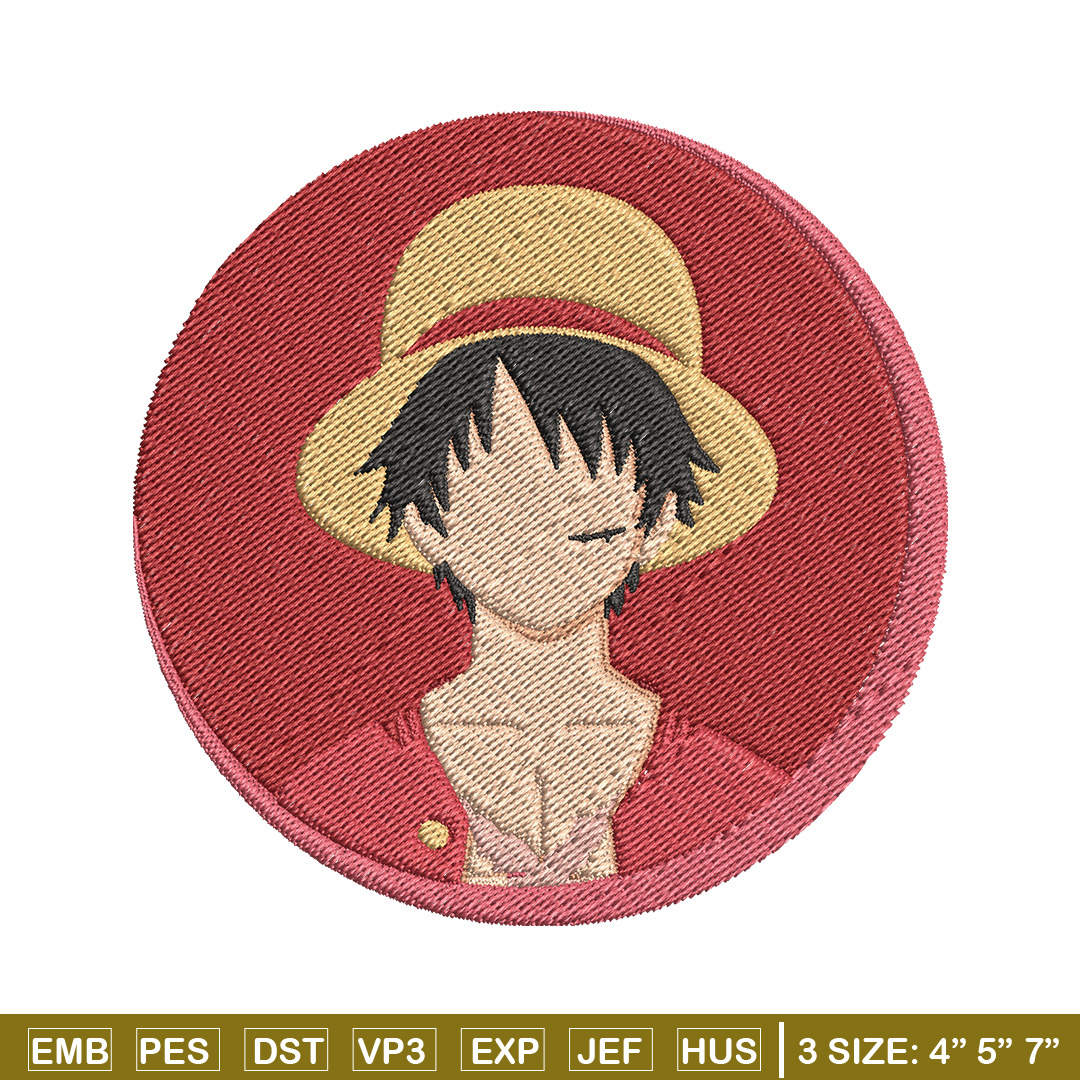 Luffy circle embroidery design, One piece embroidery, Anime - Inspire ...