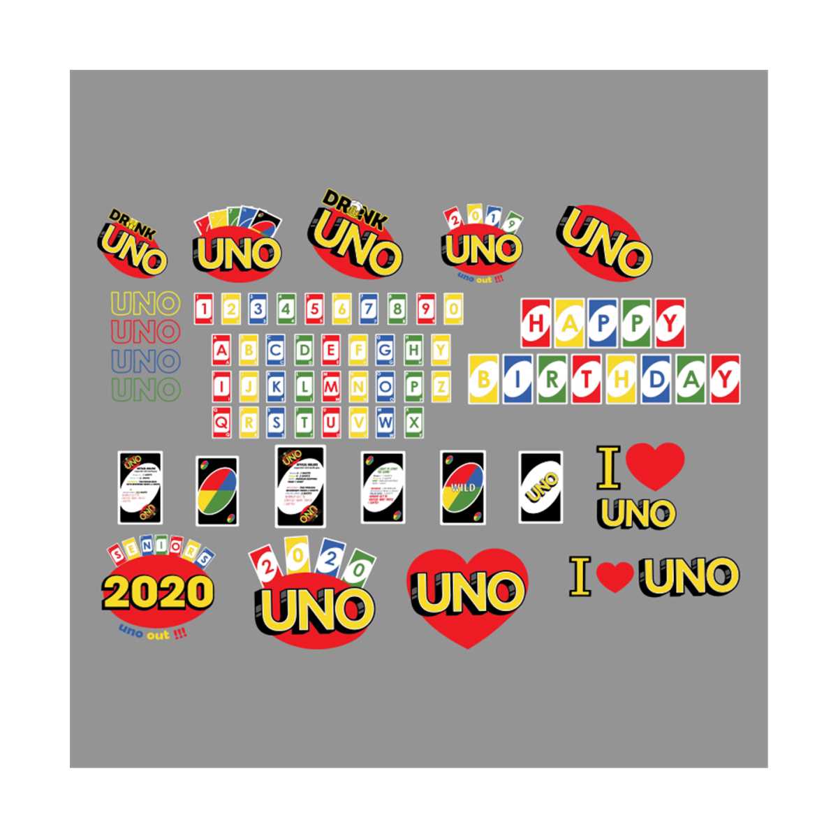 I Love Uno Bundle Svg, Holiday Svg, Uno Birthday Svg, Unopri | Inspire ...