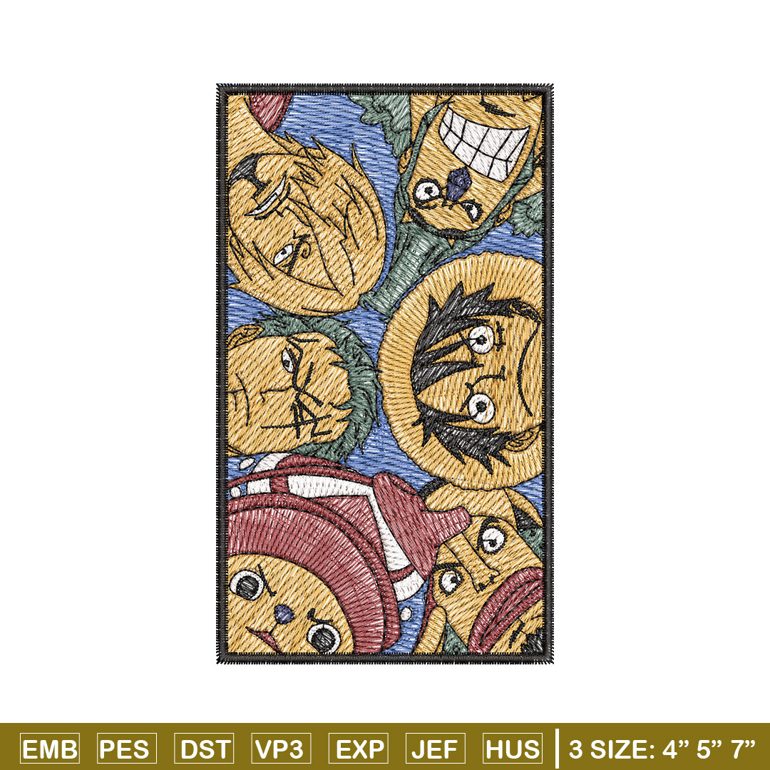 Luffy team embroidery design, One piece embroidery, Embroide | Inspire ...