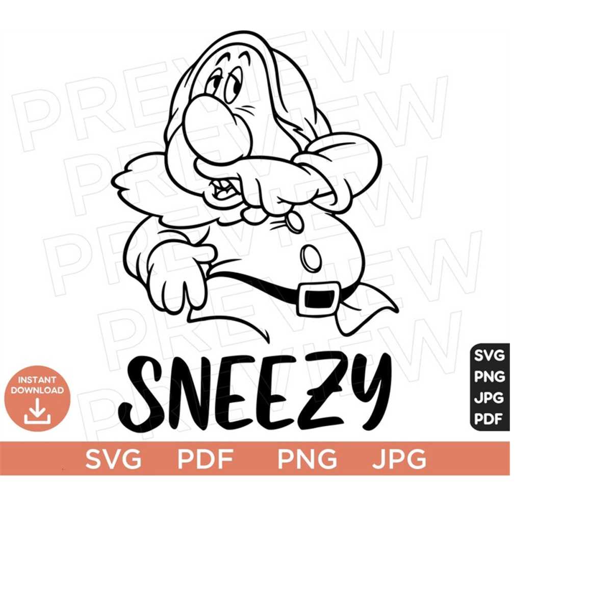 Snow White and the Seven Dwarfs SVG, Sneezy dwarf Svg , Disn - Inspire ...