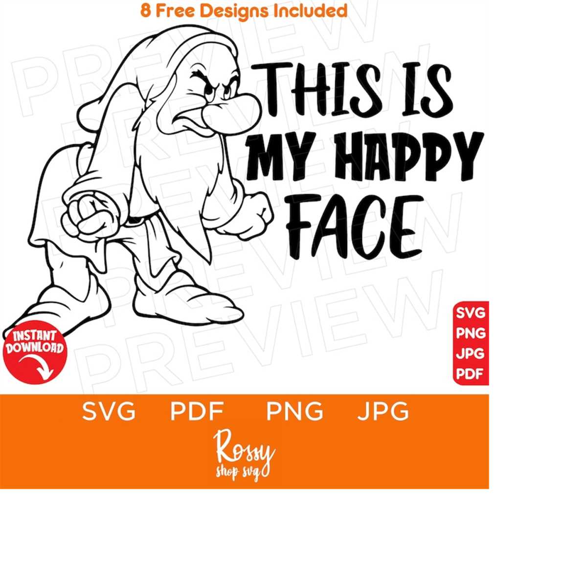 This is my happy face SVG, Snow White Seven Dwarfs SVG Grump - Inspire ...