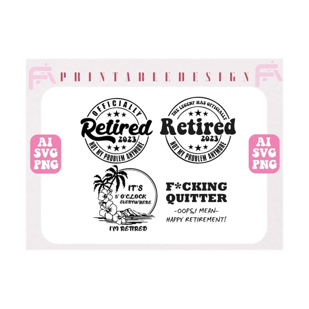 4 Retirement SVG files for cricut, Officially Retired SVG, H | Inspire ...