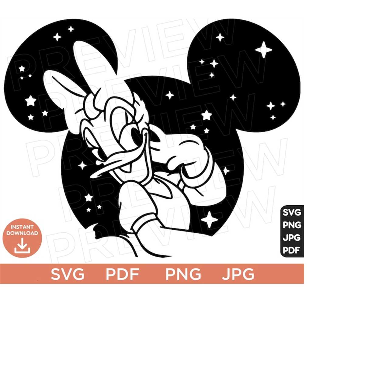 Daisy Duck Vector Svg, Daisy Ears SVG Duck png, Disneyland e - Inspire ...