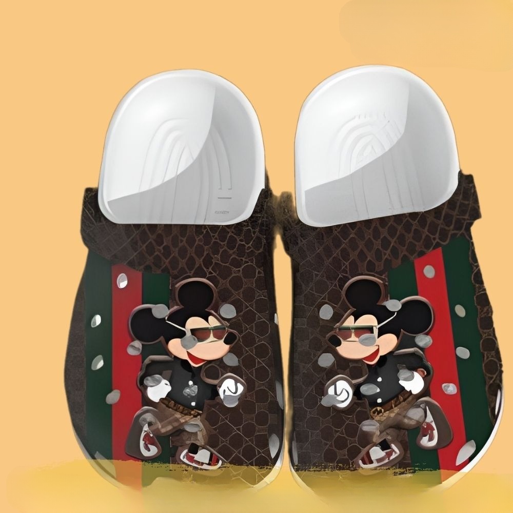 Best Gucci Mickey Mouse Dark brown Crocband Shoes, Mickey Mo | Inspire ...