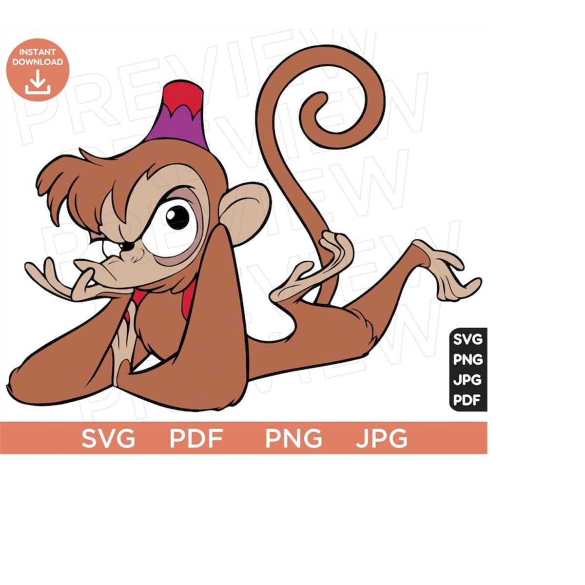 Monkey Abu SVG Aladdin png clipart , Disneyland ears svg cli - Inspire ...