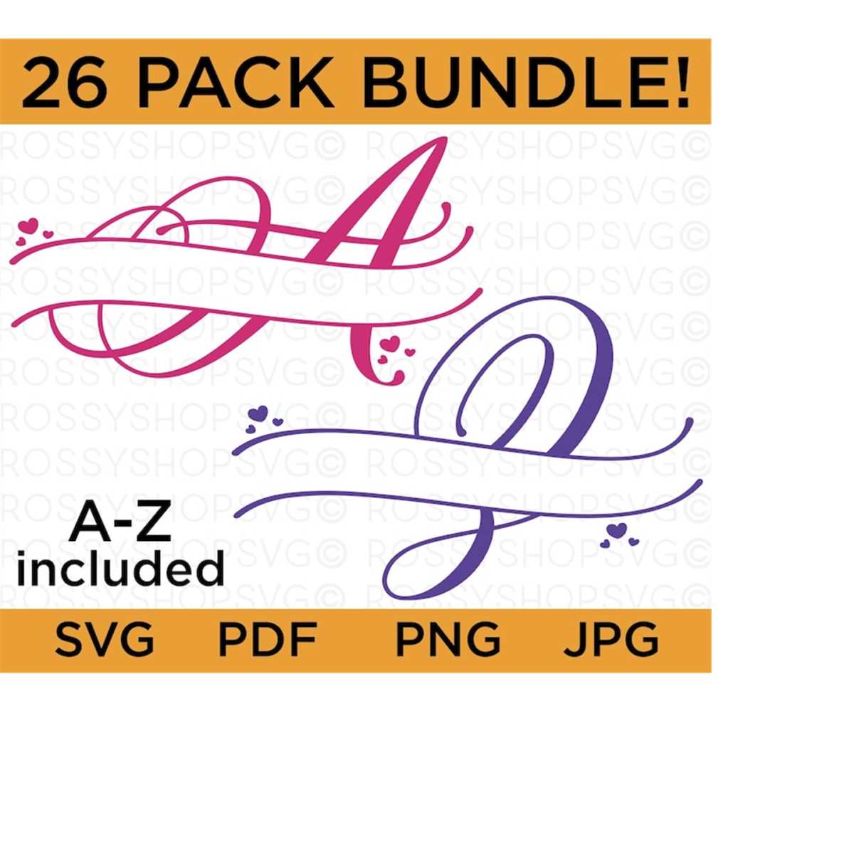 Split Monogram Alphabet SVG, DXF, PNG, Split Monogram Frame - Inspire ...