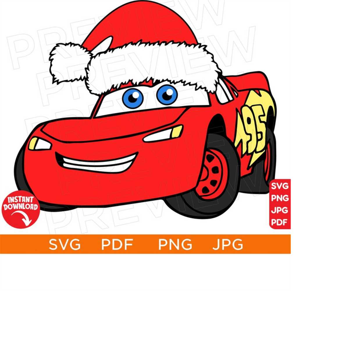 Lightning McQueen Christmas Cars Vector Svg, Lightning McQue | Inspire ...