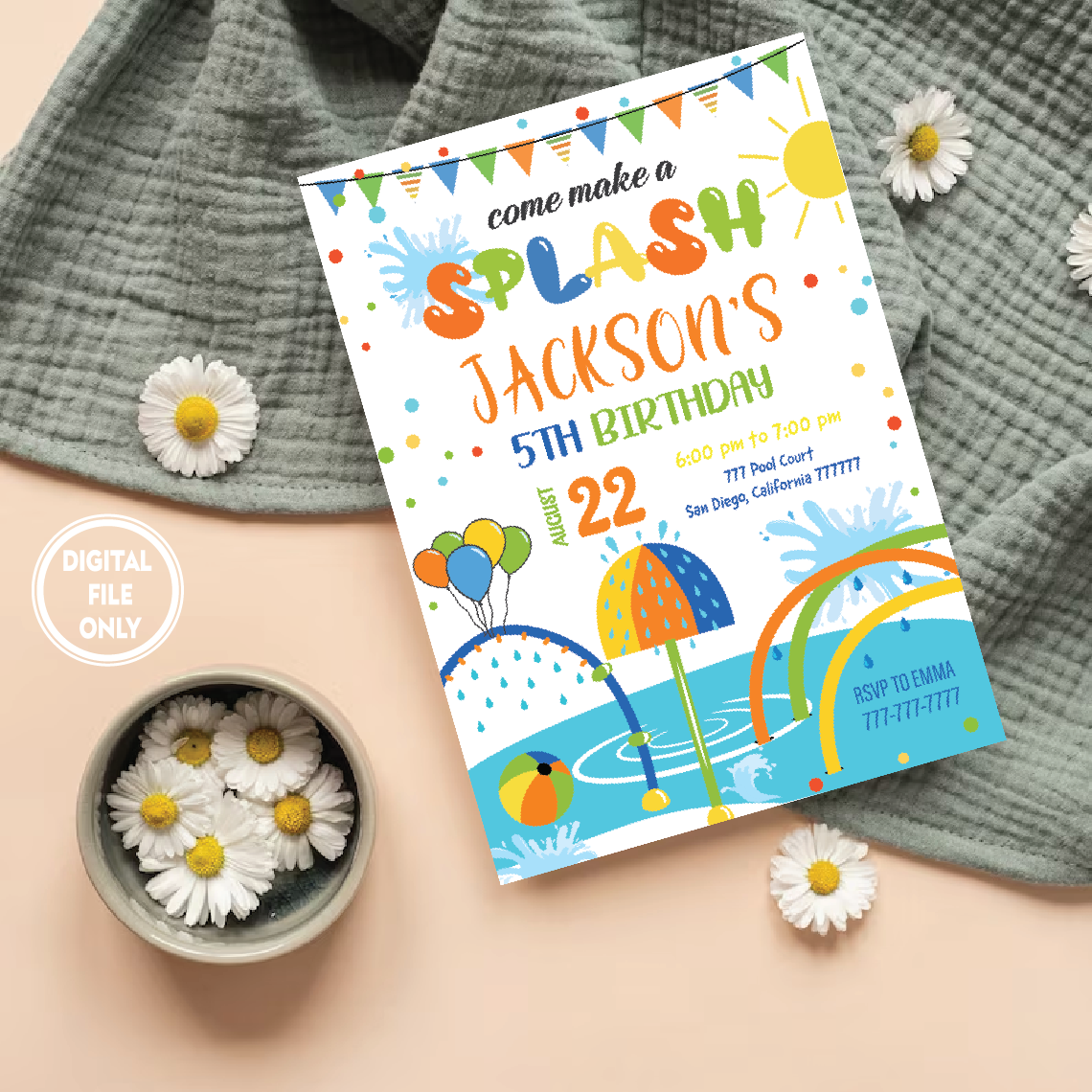 Personalized File Splash Pad Invitation PNG File Only, Splas | Inspire ...