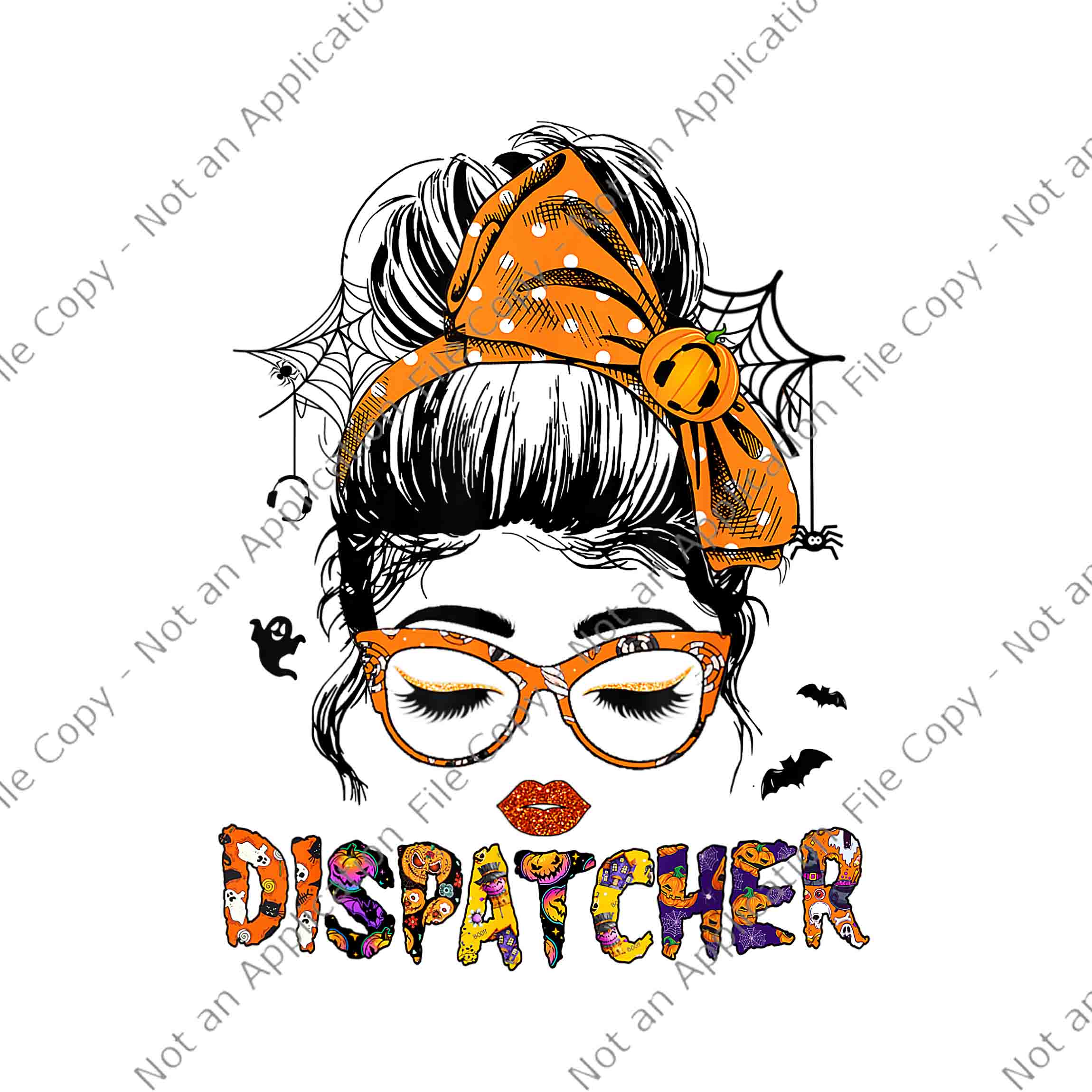 Witchy Dispatcher 911 Halloween Women Messy Bun Dispatch Png - Inspire ...