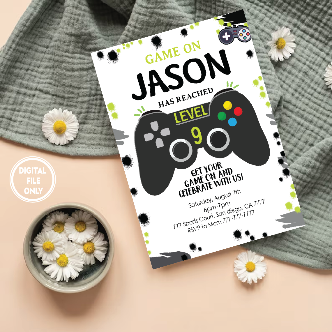 Personalized File Video Games Invitation PNG File Only, Vide | Inspire ...