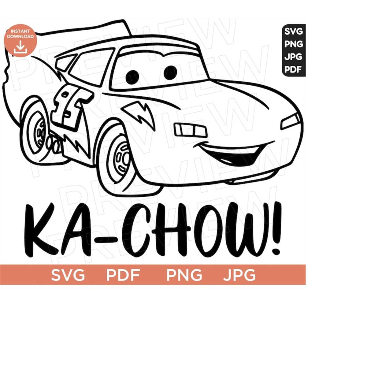 Ka-Chow! Lightning McQueen Cars Vector Svg, Cars SVG, Light - Inspire ...