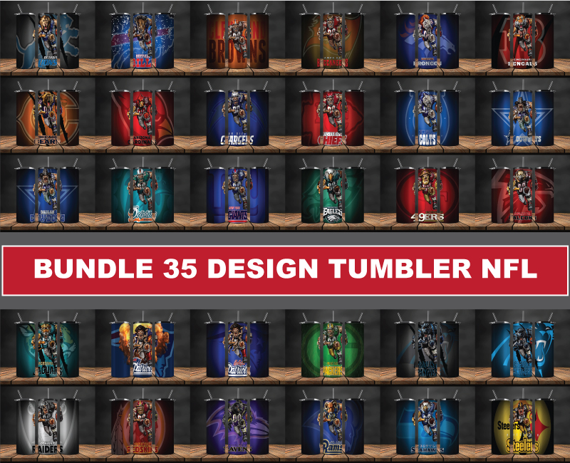 Nfl Mascot Tumbler Wraps Bundle ,Football Wraps ,Mascot Nfl | Inspire ...