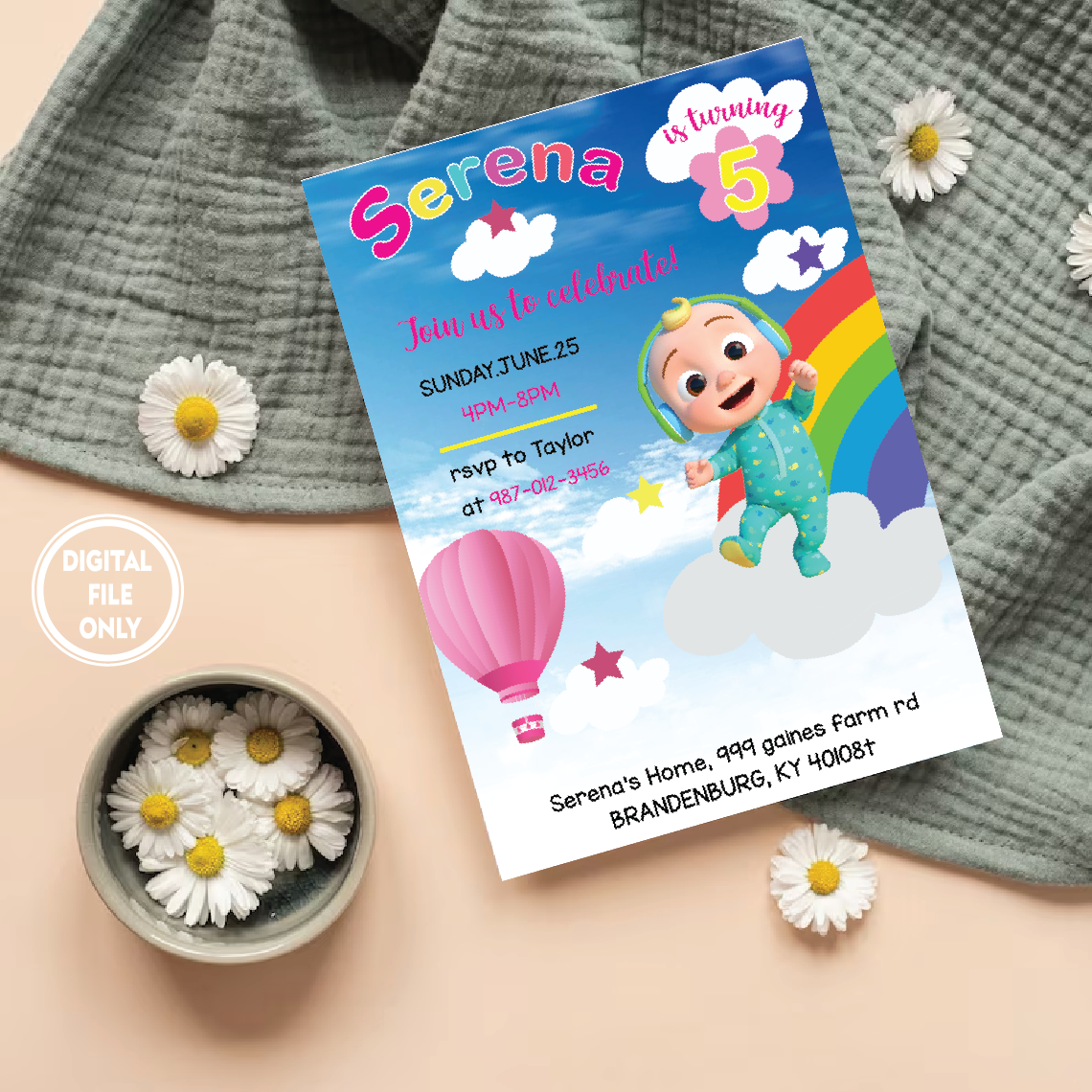 Personalized File Custom Birthday Cocomelon Invitation Png, | Inspire ...