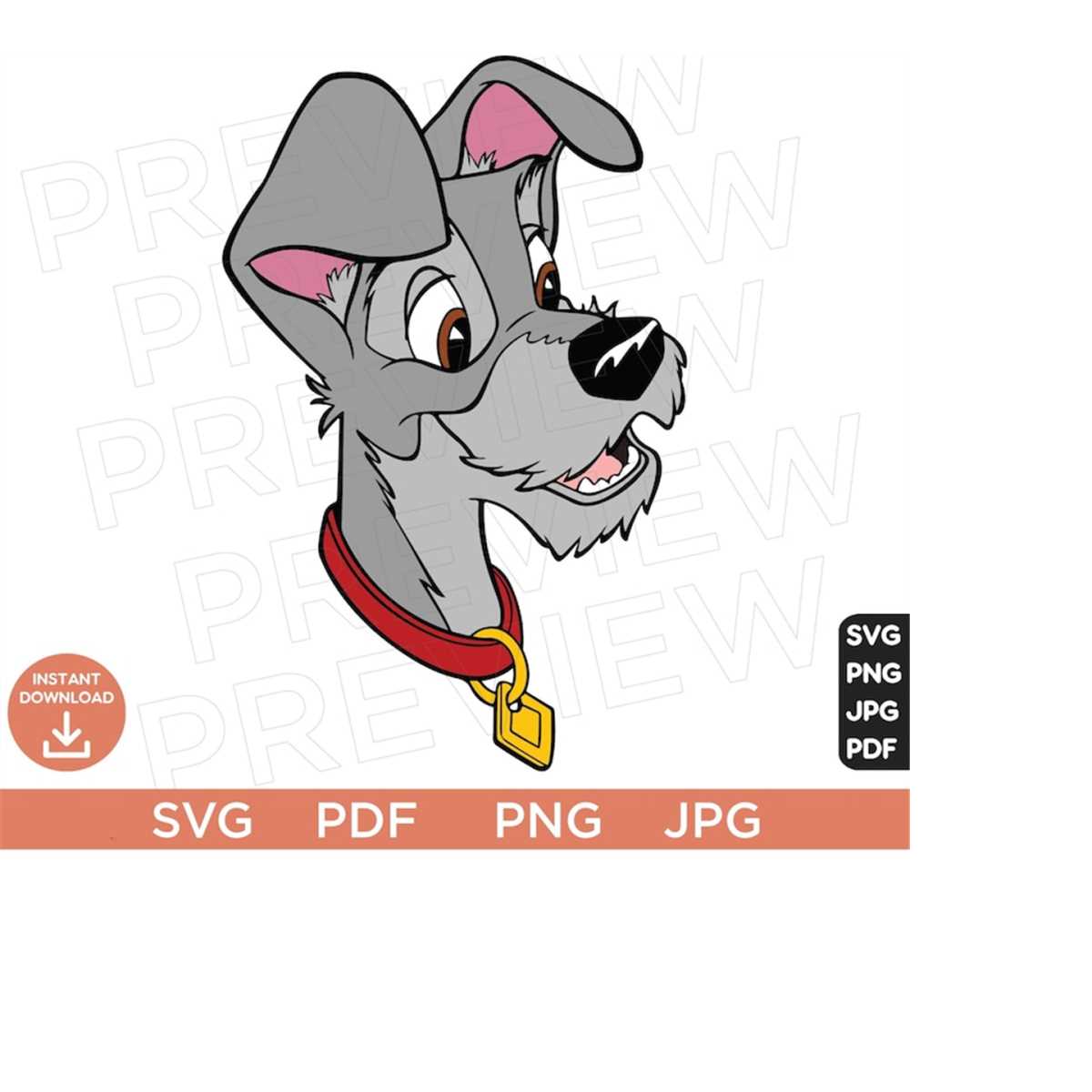 The Tramp Dog Vector SVG Lady and the Tramp SVG Disneyland E | Inspire ...
