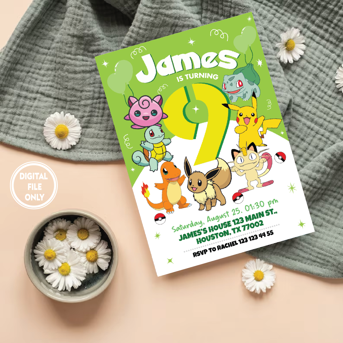 Personalized File Birthday Invitation | Pikachu invite | inv | Inspire ...