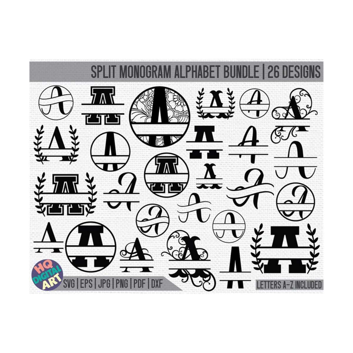 HUGE Split Monogram Alphabet Bundle SVG / Split Monogram Fra | Inspire ...