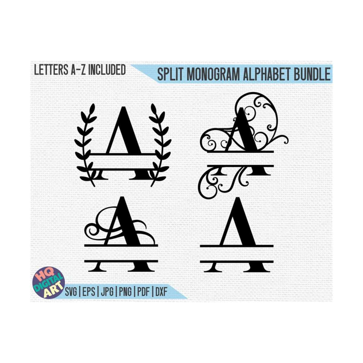 Split Monogram Alphabet Bundle SVG / Split Monogram Frame Al | Inspire ...