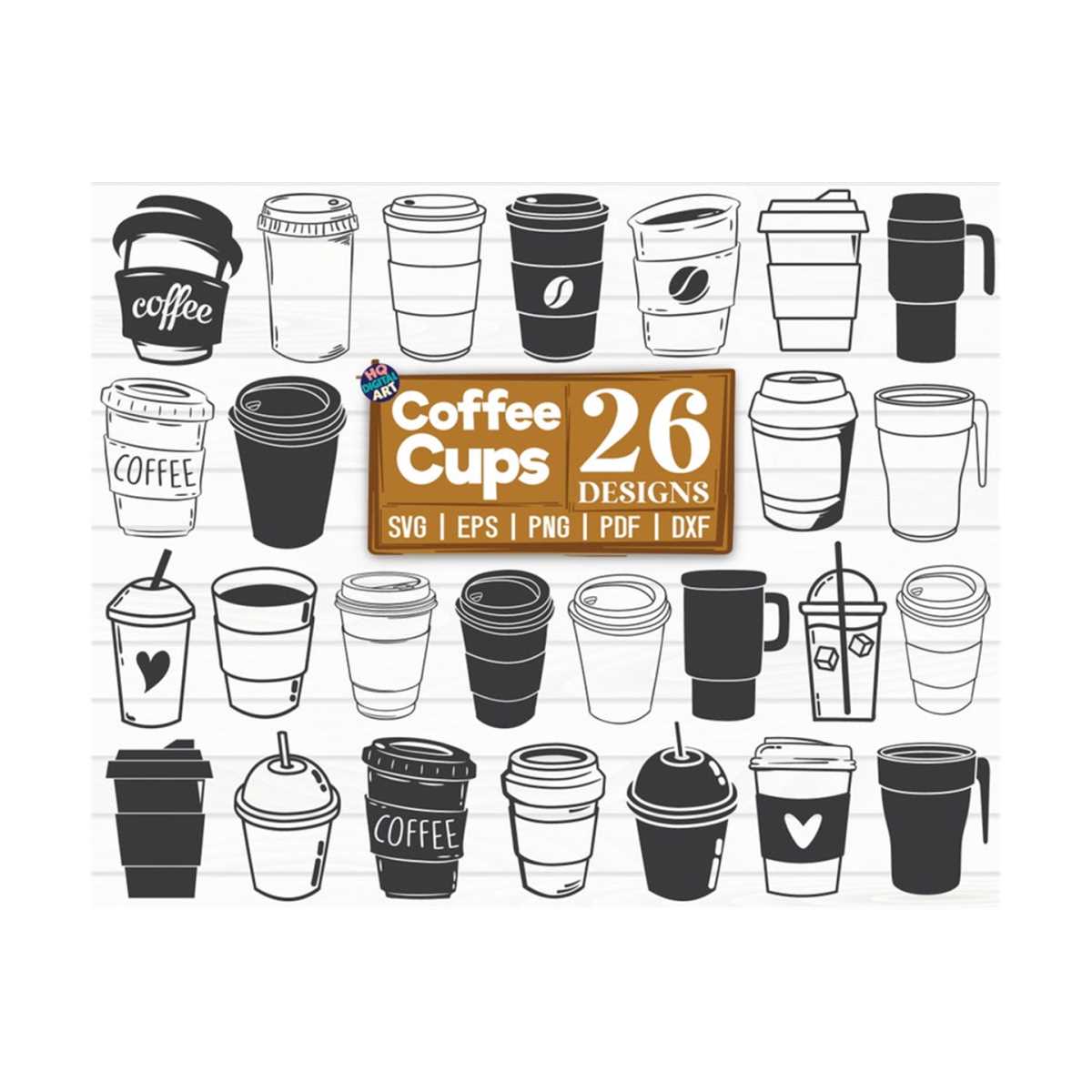 26 Coffee Cups SVG Bundle / Silhouette / Cut File / Clipart | Inspire ...