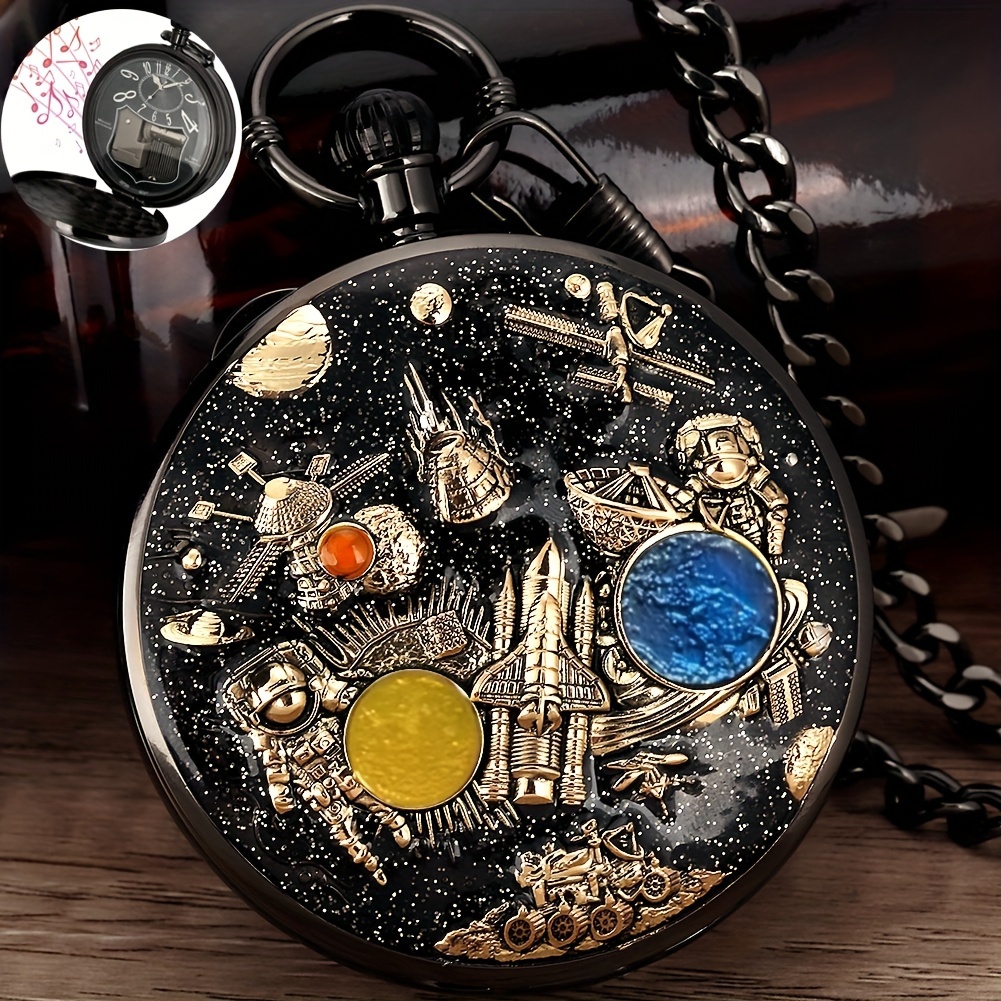 Space Series Music Pocket Watch Original Men Quartz Chain Cl | Inspire ...