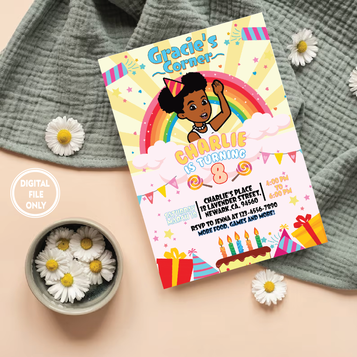 Personalized File Gracie's Corner Birthday Invitation | Grac | Inspire ...