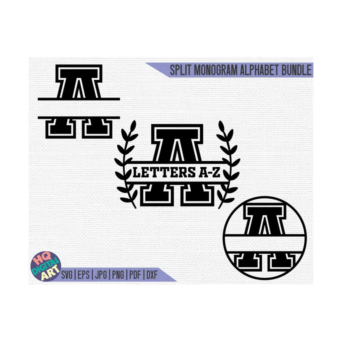 Varsity Split Monogram Alphabet Bundle SVG / Split Monogram | Inspire ...