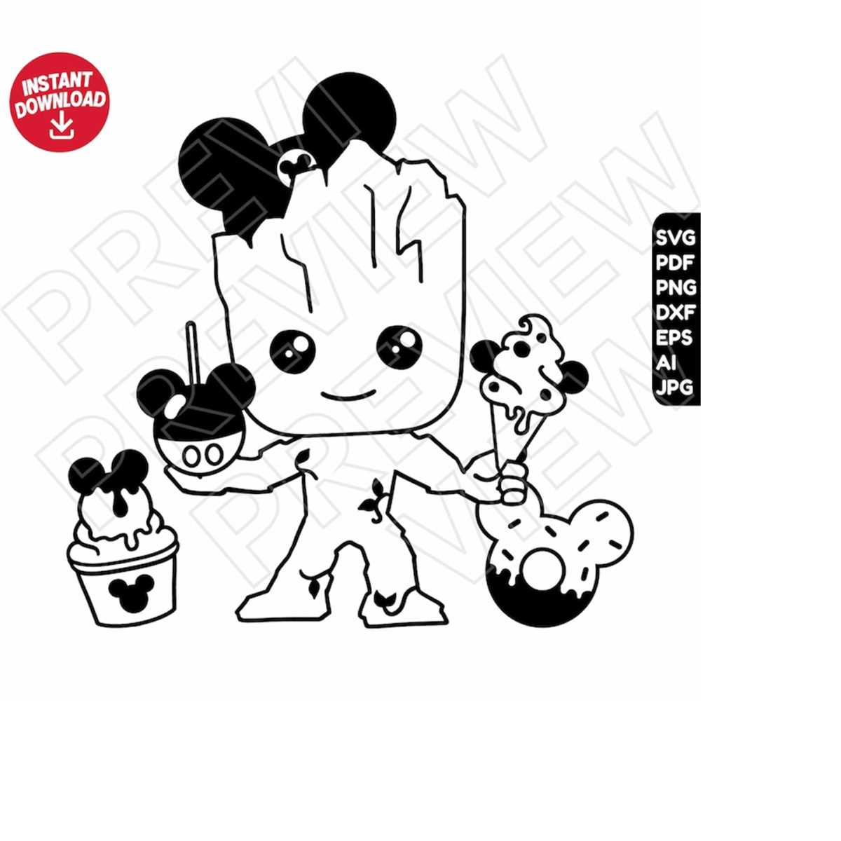 Groot disneyland snacks SVG dxf png clipart , cut file outli - Inspire ...