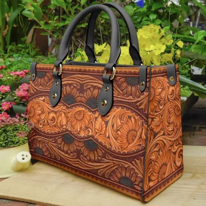 Wooden Sunflower Leather Bag,Sunflower Women Bag And Purses, - Inspire ...