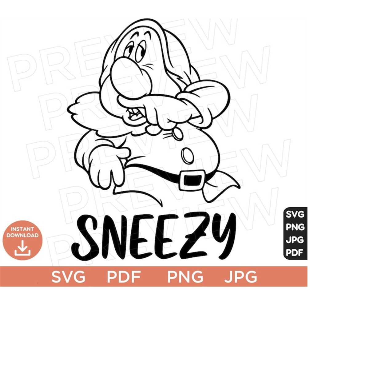 Snow White and the Seven Dwarfs SVG, Sneezy dwarf Svg , Disn - Inspire ...