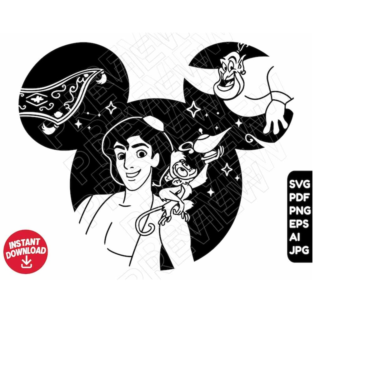 Aladdin SVG ears png clipart , cut file outline silhouette - Inspire Uplift