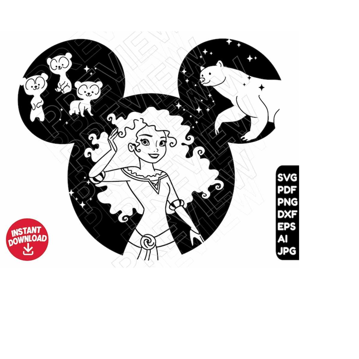 Merida SVG princess ears Brave png clipart , cut file outlin - Inspire ...