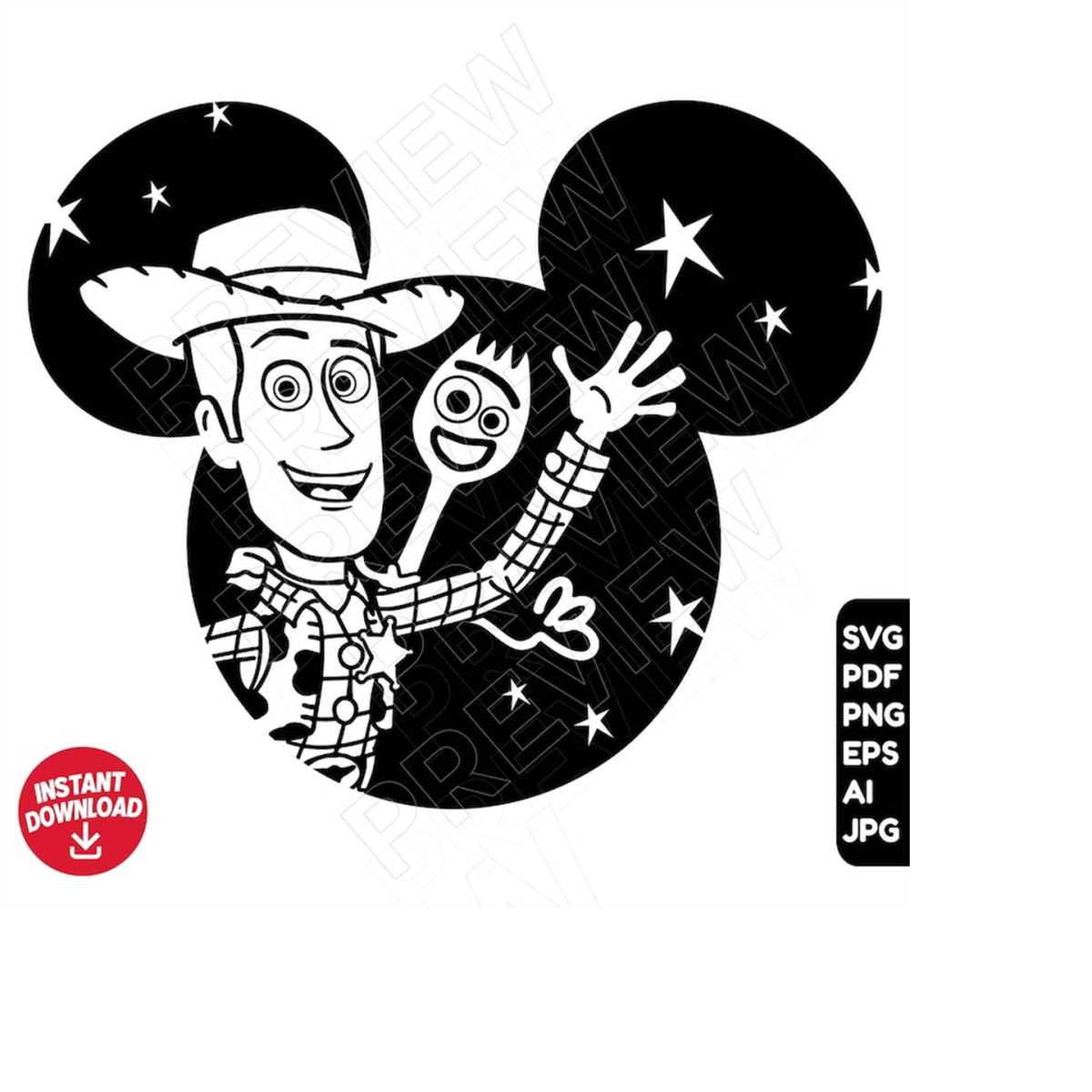 Woody SVG Forky SVG Toy Story earspng cut file silhouette - Inspire Uplift