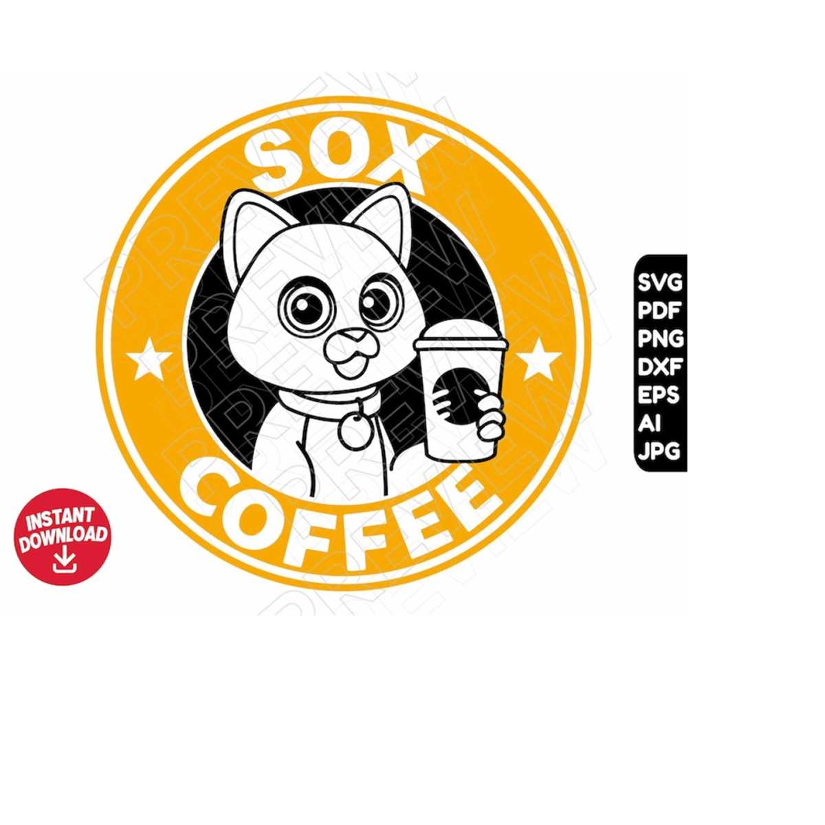 SOX SVG coffee png clipart dxf , cut file layered by color - Inspire Uplift