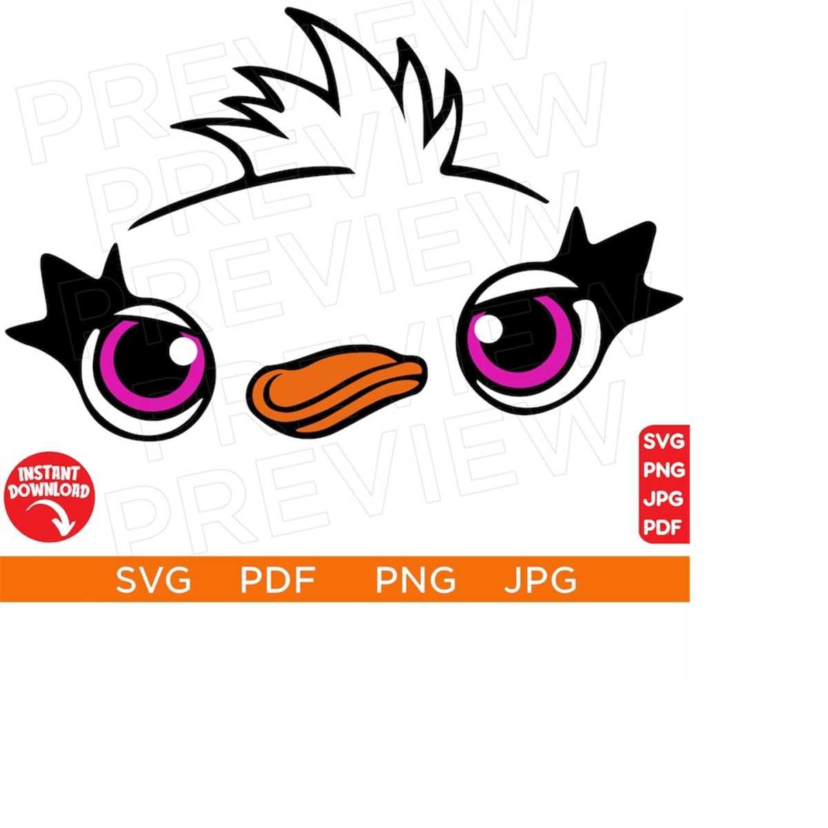 Ducky face vector Toy Story svg Ears svg png clipart, cricut - Inspire ...