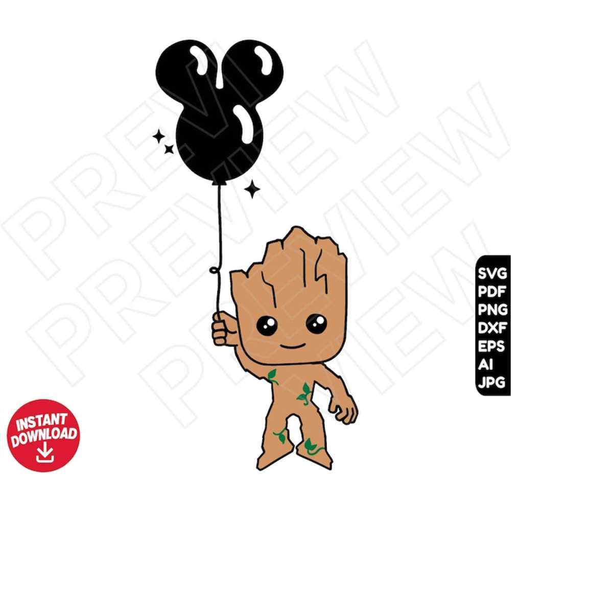 Groot SVG disneyland balloon dxf png clipart , cut file outl - Inspire ...