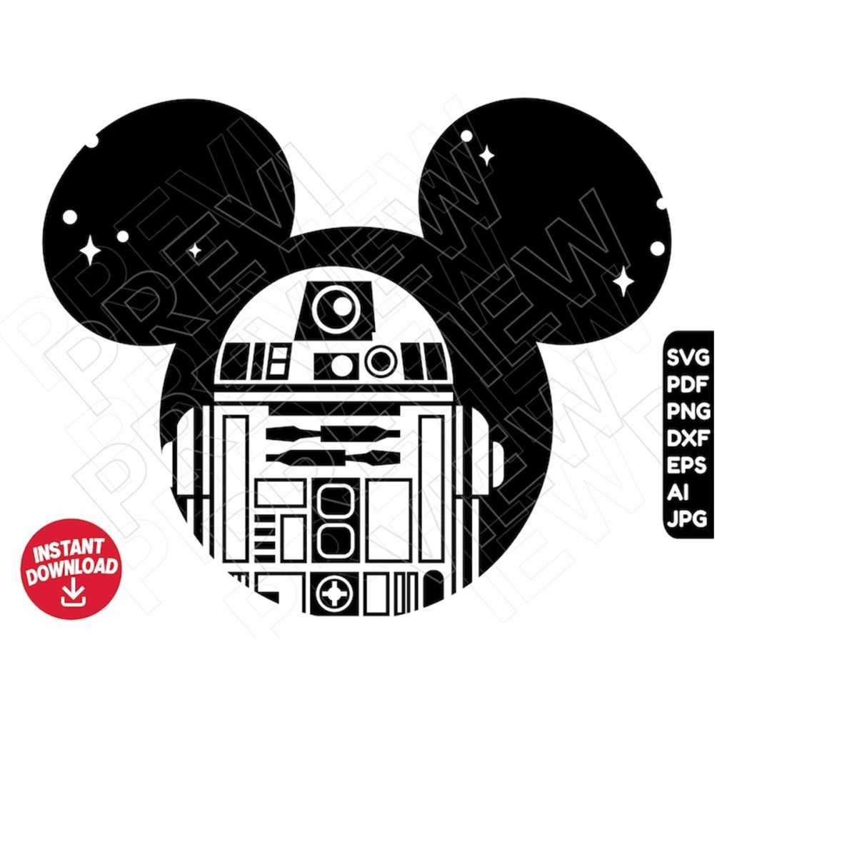 R2D2 SVG star wars ears DXF png clipart , cut file outline s - Inspire ...
