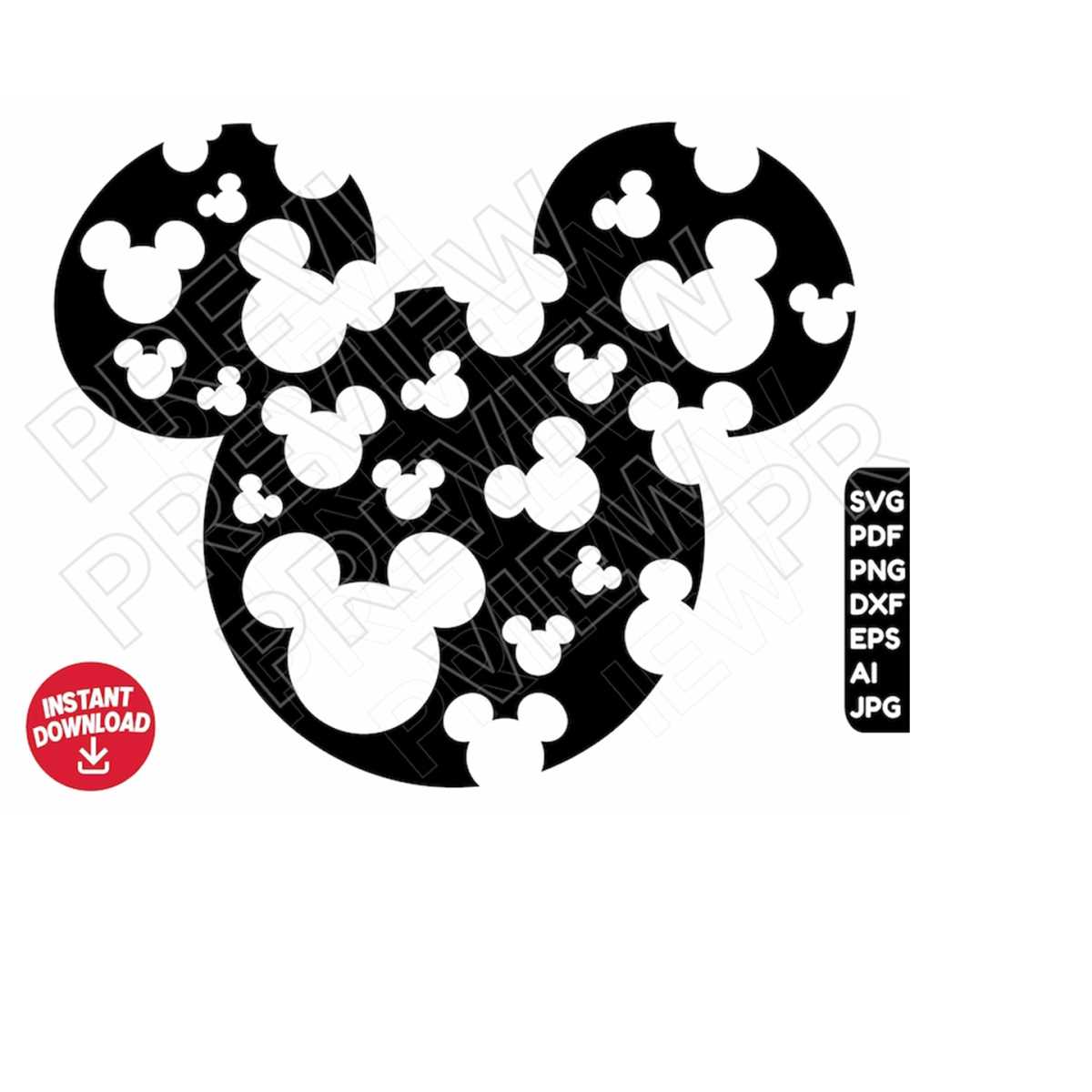 Mouse SVG ears svg png dxf, cut file outline silhouette - Inspire Uplift
