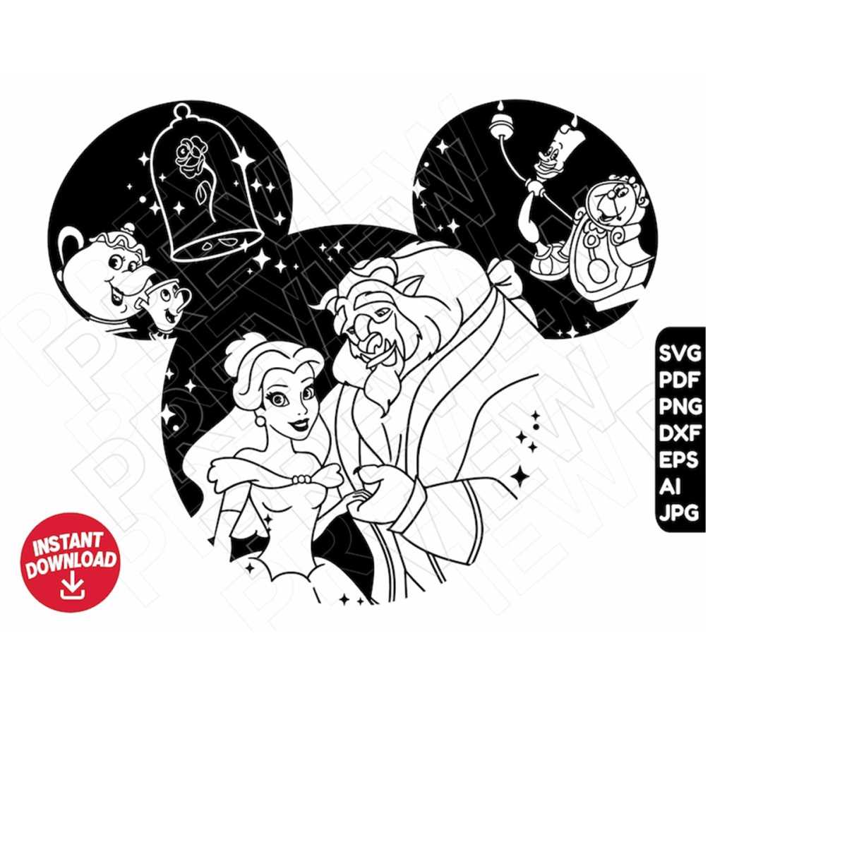 Beauty and the beast SVG belle princess cricut dxf png clipa | Inspire ...