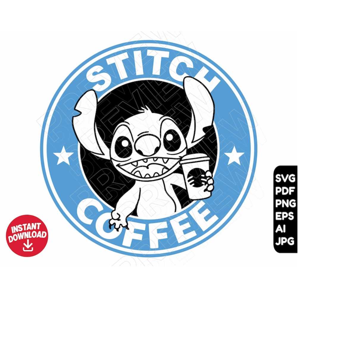 Stitch coffee SVG png clipart , cut file layered by color | Inspire Uplift