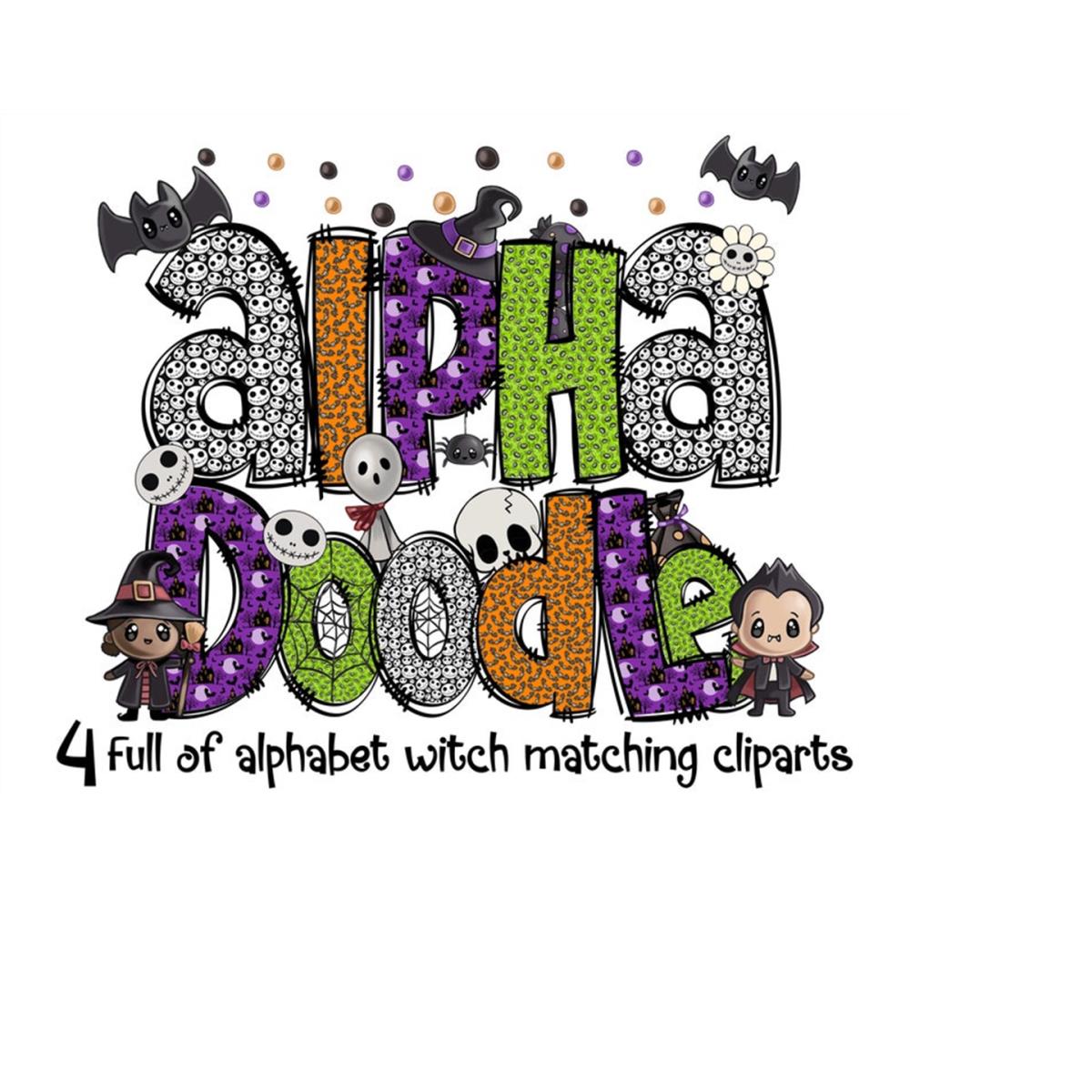 Halloween Doodle letters with Clip Art PNG Files, Make your | Inspire ...