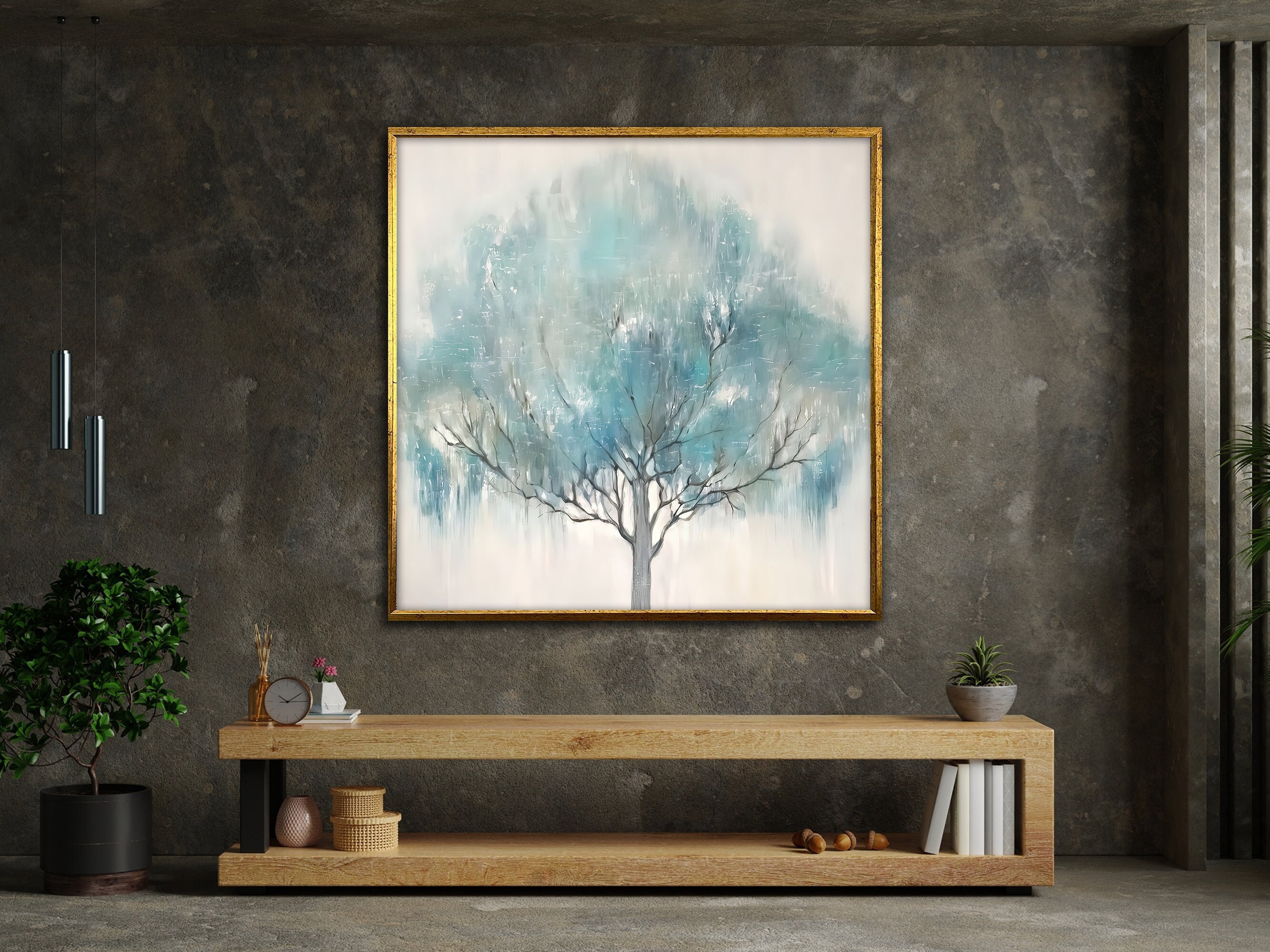 Blue Tree Painting Print, Landscape Art, View Poster, Contem | Inspire ...
